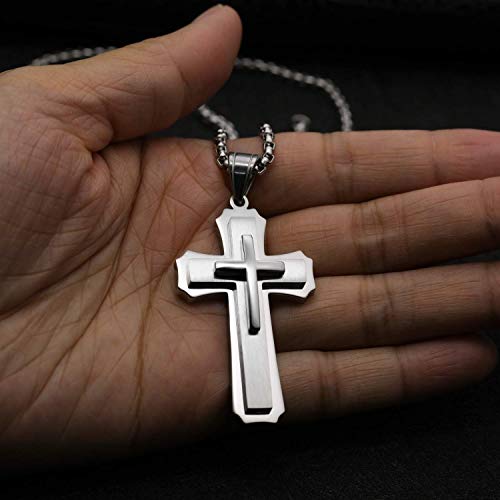 𝟮𝟬𝟮𝟯 𝐔𝐩𝐠𝐫𝐚𝐝𝐞𝐝 Cross necklace for men Christian gifts for women,silver necklaces for teen girls chain mens religious essentials fear of god jewelry men's stainless steel faith boys pendant cadenas para hombres