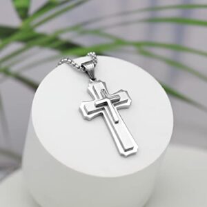 𝟮𝟬𝟮𝟯 𝐔𝐩𝐠𝐫𝐚𝐝𝐞𝐝 Cross necklace for men Christian gifts for women,silver necklaces for teen girls chain mens religious essentials fear of god jewelry men's stainless steel faith boys pendant cadenas para hombres