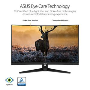 ASUS TUF Gaming 32" 1080P Curved Monitor (VG328H1B) - Full HD, 165Hz (Supports 144Hz), 1ms, Extreme Low Motion Blur, Speaker, Adaptive-Sync, FreeSync Premium, VESA Mountable, HDMI, Tilt Adjustable