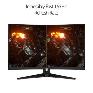 ASUS TUF Gaming 32" 1080P Curved Monitor (VG328H1B) - Full HD, 165Hz (Supports 144Hz), 1ms, Extreme Low Motion Blur, Speaker, Adaptive-Sync, FreeSync Premium, VESA Mountable, HDMI, Tilt Adjustable