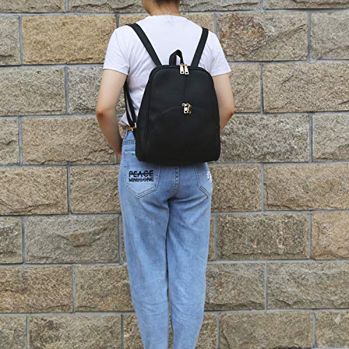 KKXIU Women Backpack Purse Casual daypacks for ladies Synthetic Leather Shoulder Bag (Medium, Black)