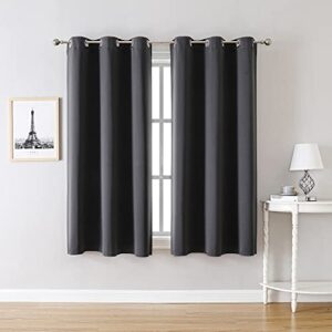 ChrisDowa Grommet Blackout Curtains for Bedroom and Living Room - 2 Panels Set Thermal Insulated Room Darkening Curtains (Dark Grey, 42 x 63 Inch)