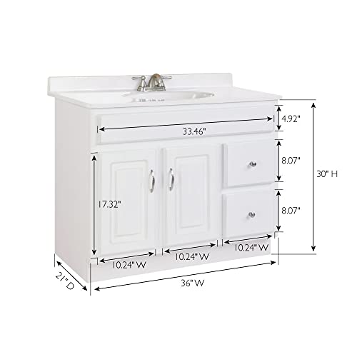 Design House Concord Bathroom Vanities, 36 x 21 inch, White