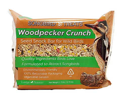 Songbird Treats Seed Bars | 1-2 lb Bird Seed Cakes for Wild Birds (Woodpecker Crunch)