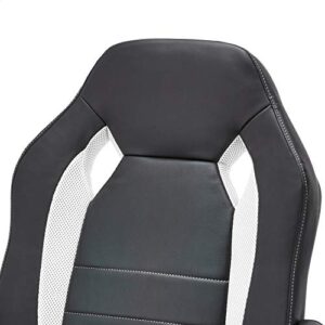 Amazon Basics Racing/Gaming Style Office Chair, Faux Leather, 22.6"D x 25.2"W x 44.1"H, White