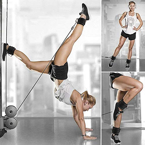 AOHO MOOON Comfortable Adjustable Padded Ankle Wrist Cuffs Neoprene Padded Straps D-Ring Glute Kickback for Cable Machine, Ideal for Glutes Exercises (Pair, Black)