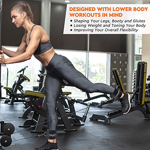 AOHO MOOON Comfortable Adjustable Padded Ankle Wrist Cuffs Neoprene Padded Straps D-Ring Glute Kickback for Cable Machine, Ideal for Glutes Exercises (Pair, Black)