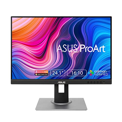 ASUS ProArt Display PA248QV 24.1” WUXGA (1920 x 1200) 16:10 Monitor, 100% sRGB/Rec.709 ΔE < 2, IPS, DisplayPort HDMI D-Sub, Calman Verified, Anti-glare, Tilt Pivot Swivel Height Adjustable, Black