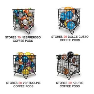 RECAPS Coffee Pod Storage Holder Kitchen Organizer Compatible with Nespresso Black Stores Coffee Pods, Tea Bags and Sugar Packets