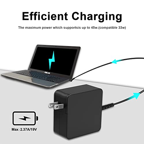 45W 33W AC Adapter Charger for ASUS AD883J20 X540S X540L Q504U Q302L Q405U C300M E402MA Q200E R540N X200CA X541N ZenBook UX305 Vivobook E203MA F510UA X541N Power Supply Cord