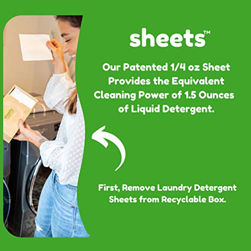 Sheets Laundry Club - As Seen on Shark Tank - Laundry Detergent - (Up to 100 Loads) 50 Laundry Sheets - Unscented - No Plastic Jug - New Liquid-Less Technology - Lightweight - Easy To Use -