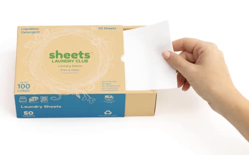 Sheets Laundry Club - As Seen on Shark Tank - Laundry Detergent - (Up to 100 Loads) 50 Laundry Sheets - Unscented - No Plastic Jug - New Liquid-Less Technology - Lightweight - Easy To Use -