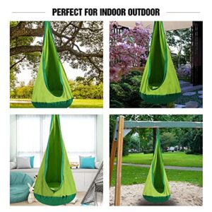 RedSwing Pod Swing for Kids, Cotton Child Hanging Pod Hammock Chair with Inflatable Cushion for Indoor Outdoor Use, Hardware Included, Green