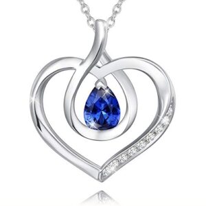 agvana september birthstone jewelry sapphire necklace for women sterling silver forever love infinity heart pendant necklace fine jewelry anniversary birthday gifts for women girls mom