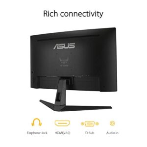 ASUS TUF Gaming VG27VH1B 27” Curved Monitor, 1080P Full HD, 165Hz (Supports 144Hz), Extreme Low Motion Blur, Adaptive-sync, FreeSync Premium, 1ms, Eye Care, HDMI D-Sub, BLACK