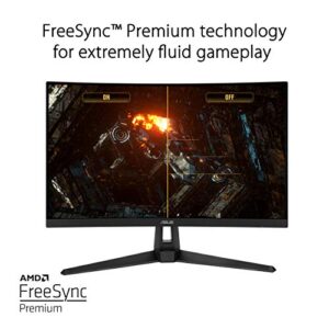 ASUS TUF Gaming VG27VH1B 27” Curved Monitor, 1080P Full HD, 165Hz (Supports 144Hz), Extreme Low Motion Blur, Adaptive-sync, FreeSync Premium, 1ms, Eye Care, HDMI D-Sub, BLACK