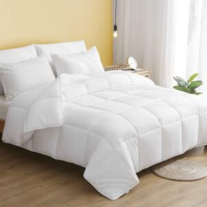 dwr 100% cotton covered lightweight down alternative comforter, ultra-soft skin-friendly cloud breathable eucalyptus microfiber duvet insert for warm sleeper (king, white)