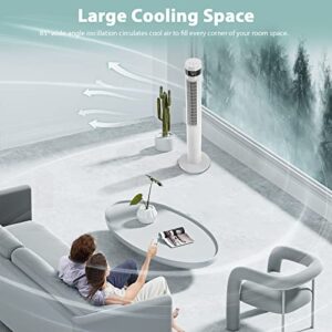 Antarctic Star Tower Fan Portable Electric Oscillating Fan Quiet Cooling Remote Control Standing Bladeless Floor Fans 3 Speeds Wind Modes Timer Bedroom Office (43 inch, White)