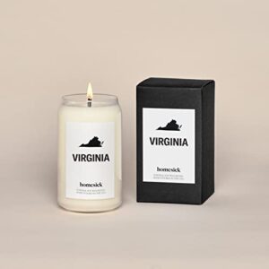 Homesick Premium Scented Candle, Virginia - Scents of Oakmoss, Pinewood, Tonka Bean, 13.75 oz, 60-80 Hour Burn, Natural Soy Blend Candle Home Decor, Relaxing Aromatherapy Candle