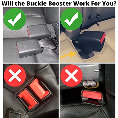 BPA-FREE Buckle Booster (Short Model, With Side Slit), Raises & Stabilizes Your Buckle - Fasten Your Car Seat Belt Easily - Innovative Design Snaps Around Receptacle - Fun Kid Safety Stickers (1-Pack)