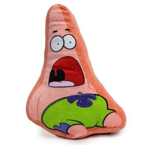 buckle-down dog toy, nickelodeon, plush squeaker spongebob squarepants surprised patrick starfish, 8" x 6" (dtpt-sqbl)