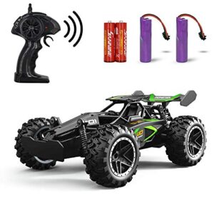 dodomagxanadu remote control rc cars, 1:18 2wd monster rc truck high speed racing car, easter basket stuffers toy cars for boys and girls gifts for kids(black green)