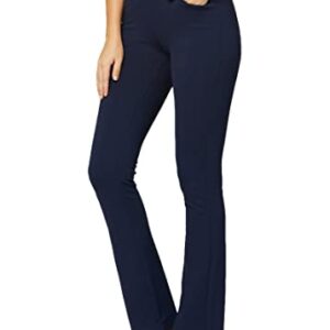 Premium Women's Stretch Dress Pants - Wear to Work - Ponte Treggings - Bootcut - Navy Blue - DP-Boot-Full-Navy-L