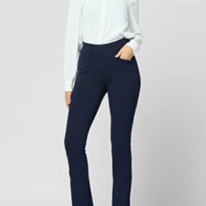 Premium Women's Stretch Dress Pants - Wear to Work - Ponte Treggings - Bootcut - Navy Blue - DP-Boot-Full-Navy-L