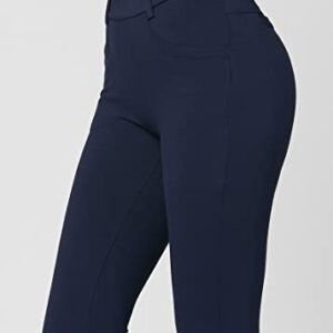 Premium Women's Stretch Dress Pants - Wear to Work - Ponte Treggings - Bootcut - Navy Blue - DP-Boot-Full-Navy-L