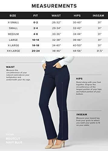 Premium Women's Stretch Dress Pants - Wear to Work - Ponte Treggings - Bootcut - Navy Blue - DP-Boot-Full-Navy-L