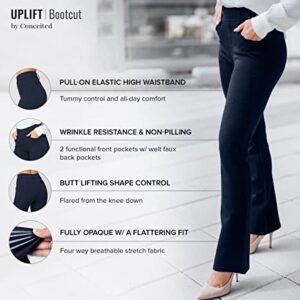 Premium Women's Stretch Dress Pants - Wear to Work - Ponte Treggings - Bootcut - Navy Blue - DP-Boot-Full-Navy-L