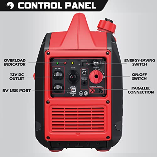 PowerSmart 2500 Watt Portable Gas Inverter Generator, Super Quiet for Camping, Tailgating, Home Emergency Use, (PS5020W)