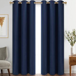 diraysid blackout curtains for bedroom grommet thermal insulated room darkening curtains (42 x 84 inch, 2 panels, navy blue)