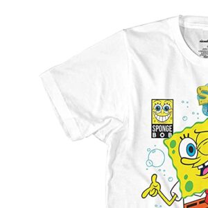 Mens Spongebob Squarepants Classic Shirt - Spongebob, Patrick & Krusty Krab T-Shirt (White Stat Sheet, Medium)