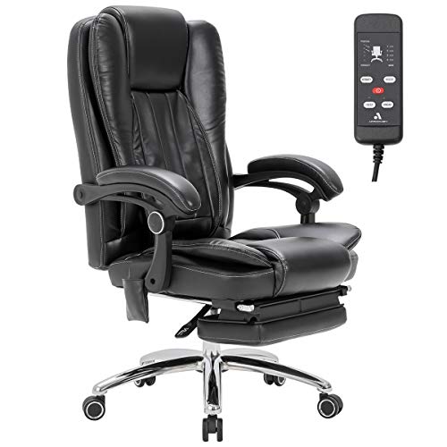 MELLCOM Massage Office Chair with Vibration and Kneading, Ergonomic Computer Chair with Lumbar Support High Back, Executive 3D Massage Chair for Office Study, Black