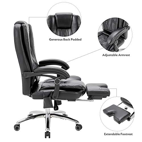 MELLCOM Massage Office Chair with Vibration and Kneading, Ergonomic Computer Chair with Lumbar Support High Back, Executive 3D Massage Chair for Office Study, Black