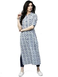 anjushree choice women indian kurtis for women kurti indian top tunic anarkali kurti white blue