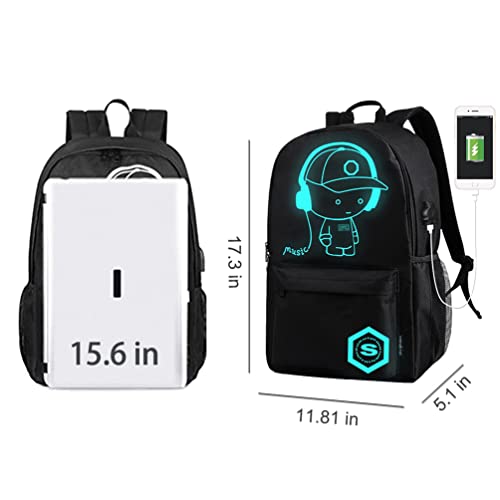 Oslimea Kids School Backpack Cartoon Anime Luminous Backpack 15.6 Inch Boys Lightweight Bookbag with USB Charging Port Anti-Theft Travel Casual Backpack