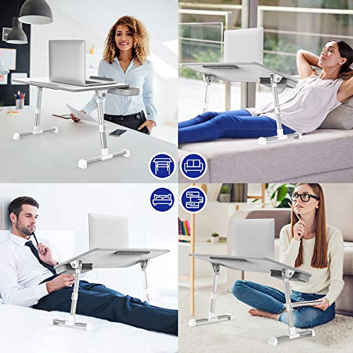 Besign LT06 Pro Adjustable Latop Table [Large Size], Portable Standing Bed Desk, Foldable Sofa Breakfast Tray, Notebook Computer Stand for Reading and Writing (White)