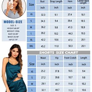 Ekouaer Silk Pajamas for Women Soft Sleepwear Womens Pajamas Set Silk Lingerie 2 Piece Satin Cami Shorts Set PJS