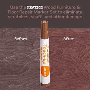 Katzco Total Furniture Repair Kit - Set of 34 - Resin Repair Wood Filler, Brushes, Markers with Plastic Scraper - for Stains, Scratches, Wood Floors, Tables, Desks, Carpenters, Bedposts