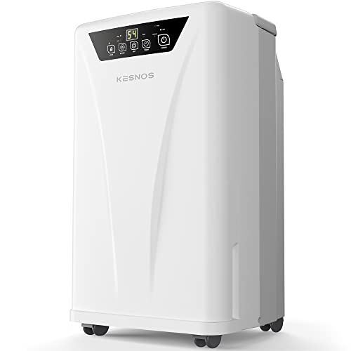 Kesnos 2500 Sq. Ft Large Dehumidifier for Home and Basement with 6.56ft Drain Hose and Front Water Tank, 24Hr Timer and Auto Defrost Ideal for Large and Medium Sized Rooms, Bedrooms, Laundry Rooms