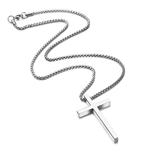 Ursteel Silver Cross Necklace for Women, Gold Plated Cross Chain Stainless Steel Cross Pendant for Women Teenage Girls 20 Inch Cross Necklace for Men Boyfriend