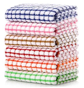 lazi kitchen dish towels, 16 inch x 25 inch bulk cotton kitchen towels, 6 pack dish cloths for dish rags for drying dishes clothes and dish towels