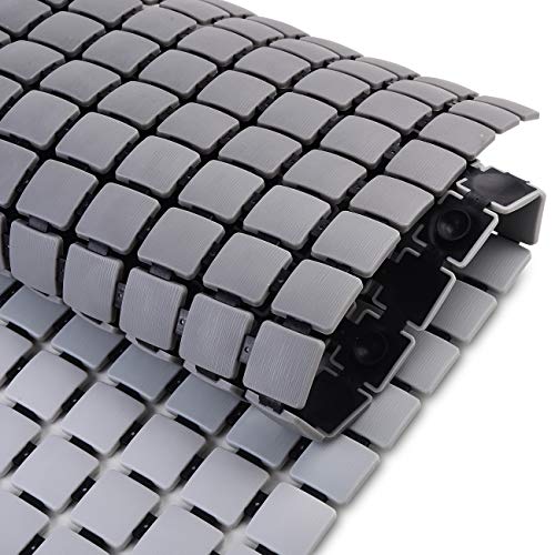 Extra Long Shower Stall Mat Non Slip Bathtub Bath Mats with Suction Cups and Drain Holes- 34 X 15.4 Inch (Gradient Gray)