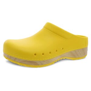 dansko kane slip-on mule clog for women – lightweight cushioned comfort and removable eva footbed with arch support – easy clean uppers kane yellow 7.5-8 m us