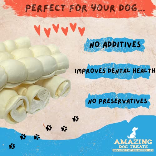 Amazing Dog Treats - Beef Cheek Rolls (4 Inch Regular - 8 Pcs) - Safe Rawhide Alternative Dog Chew - Great for Power Chewers - Long Lasting Dog Chew - Retriever Rolls for Dogs