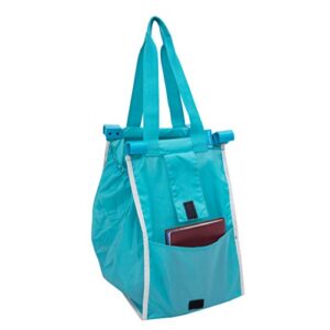 Handy Sandy 4 pc Reusable Foldable Grab Grocery Shopping Tote + Base Board, Repeat Shopping Universal Cart Bags, Washable, Durable, and Grocery Organizer (TEAL)