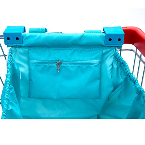 Handy Sandy 4 pc Reusable Foldable Grab Grocery Shopping Tote + Base Board, Repeat Shopping Universal Cart Bags, Washable, Durable, and Grocery Organizer (TEAL)