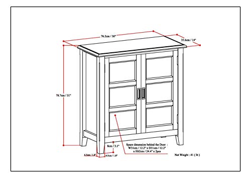 SIMPLIHOME Burlington SOLID WOOD 30 inch Wide Transitional Low Storage Cabinet in White for the Living Room, Entryway and Family Room